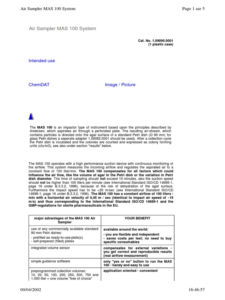 Air Sampler MAS 100 System | PDF | Minute And Second Of Arc | Colony ...