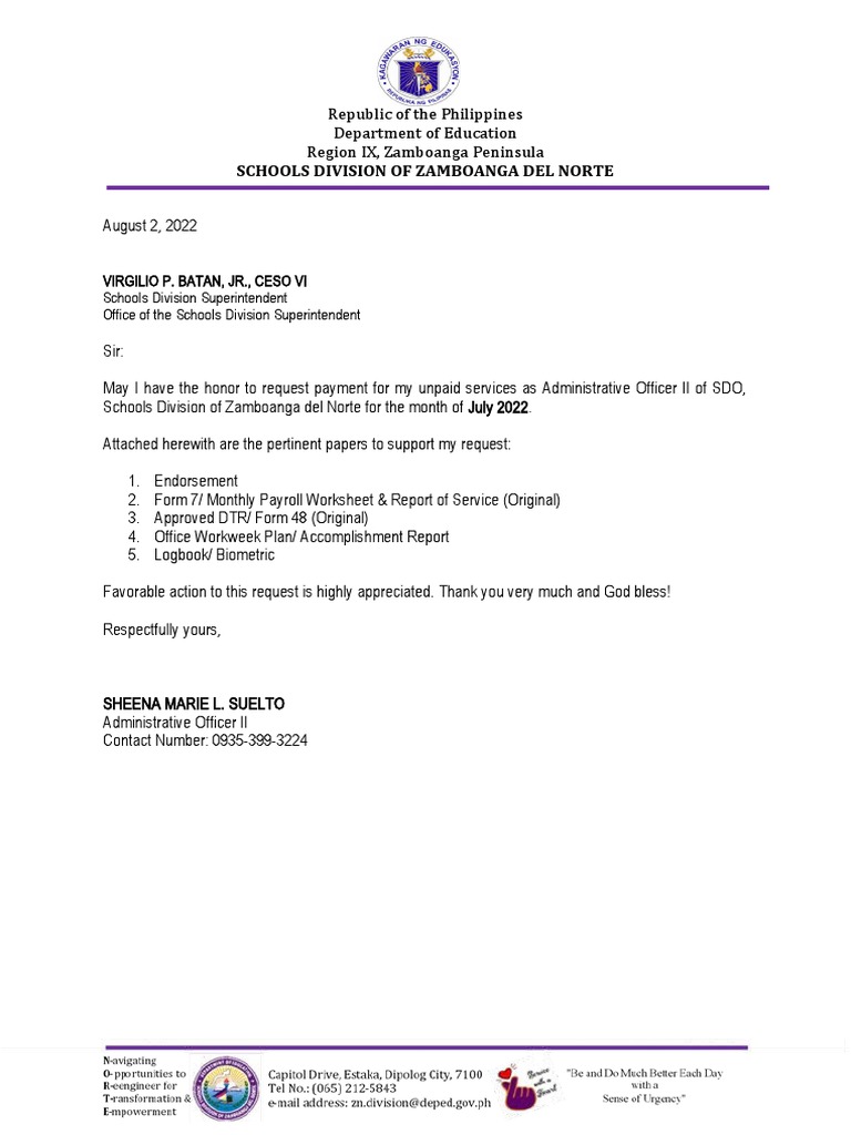 Letter Request With Contact Number | PDF