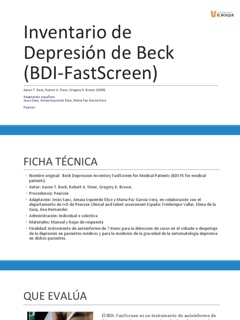 (BDI-FastScreen) Inventario de Depresión de Beck | PDF | Depresión ...