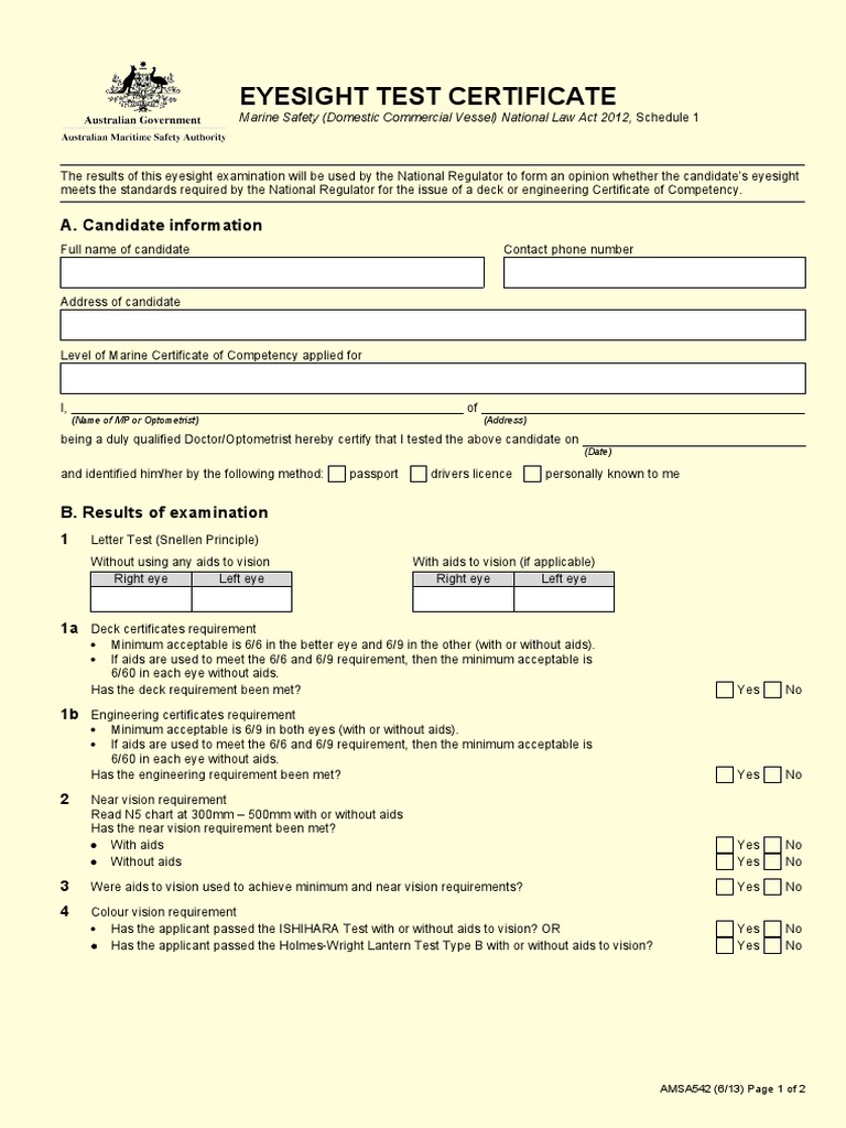 Amsa Eyesight Test | PDF