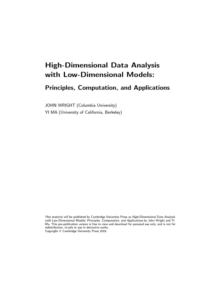 Book-High-Dimensional Data Analysis With Low-Dimensional Models | PDF