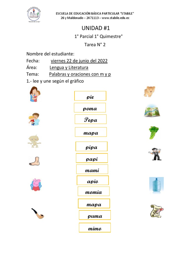 2 Junio-Palabras y Oraciones Con M y P | PDF
