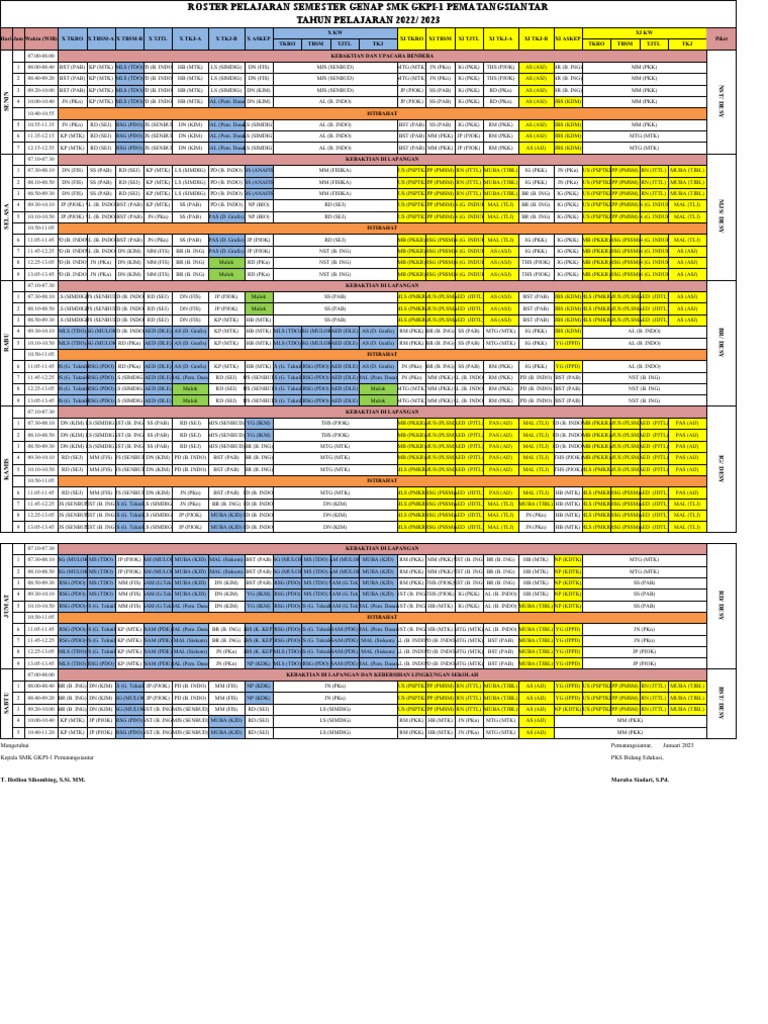 Copy of ROSTER_GENAP_2022-2023_X_dan_XI(1) | PDF