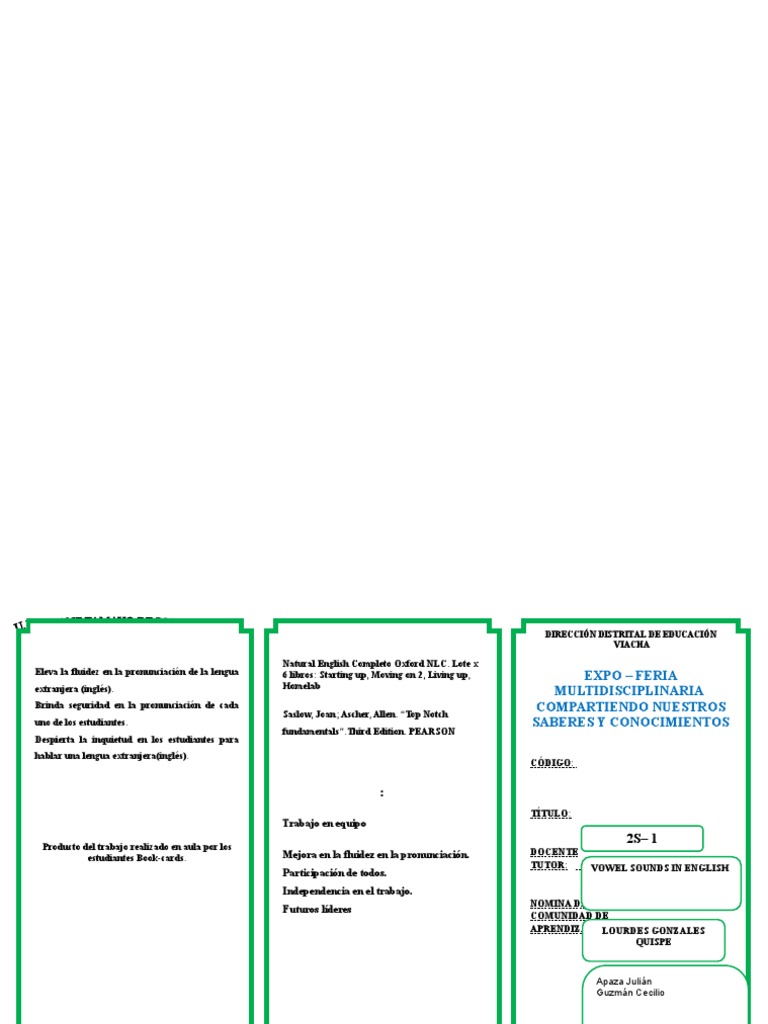 Triptico 1 | PDF | Vocal | Idioma en Inglés
