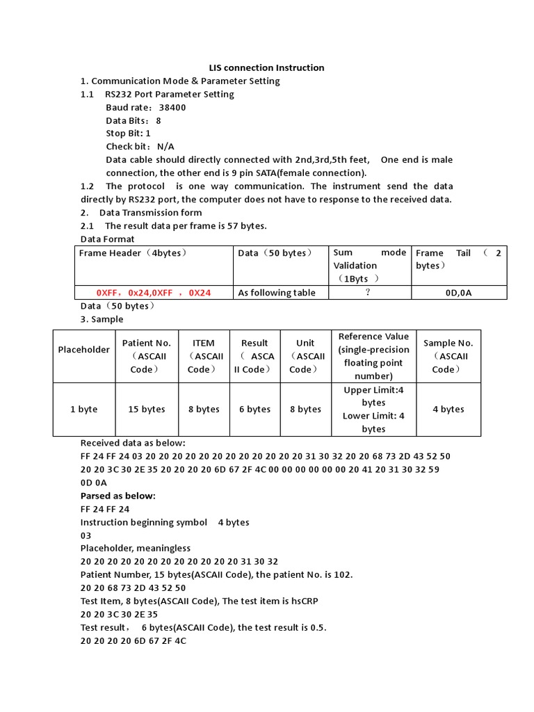 A1 LIS Connection-HIPRO | PDF | C Reactive Protein | Data Transmission