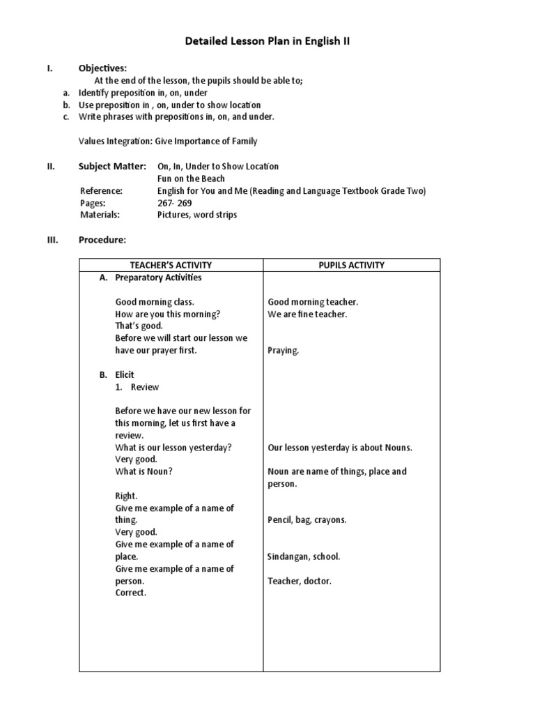 Detailed Lesson Plan in English II | PDF