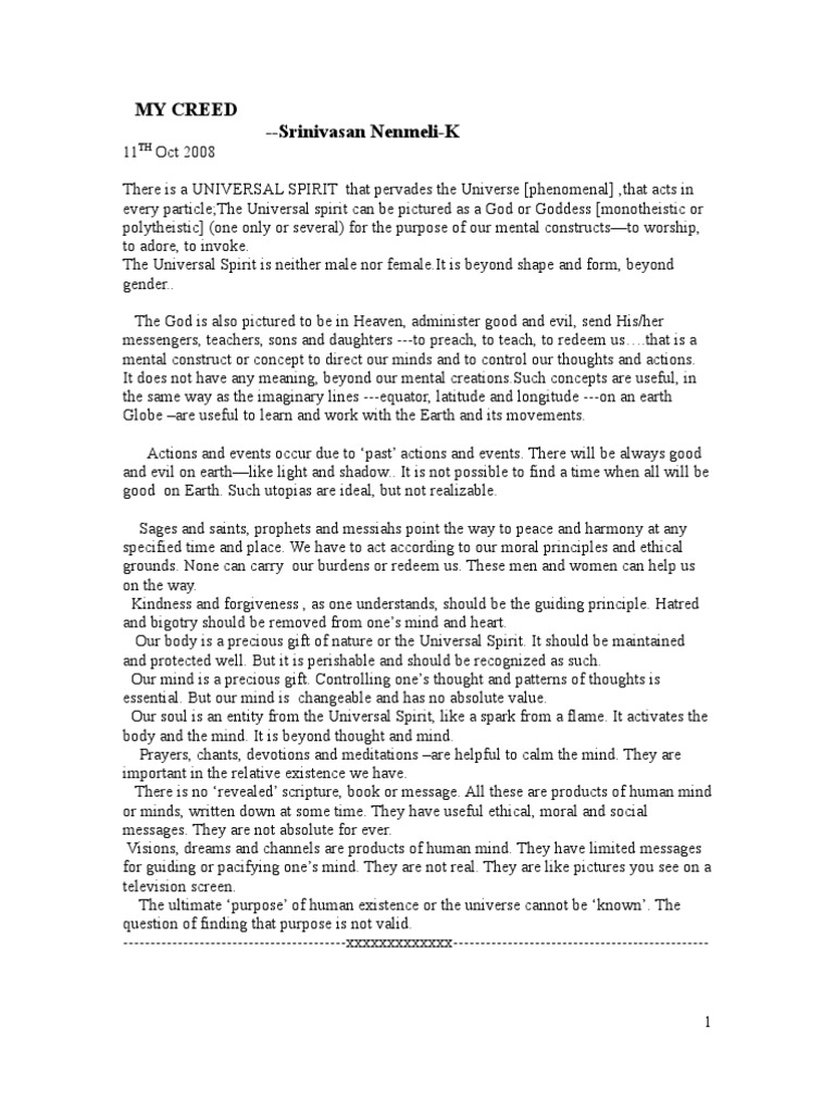 My Creed | PDF | Mind | Worship