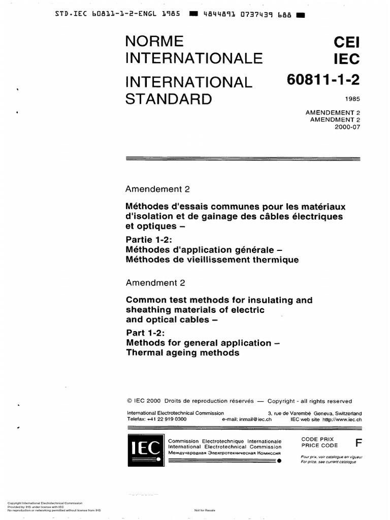 Iec 60811 1 2 | PDF | Commission électrotechnique internationale ...