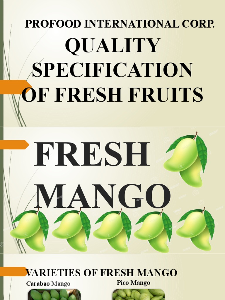 Fresh Fruit Quality Specifications Guide | PDF | Mango | Orange (Fruit)
