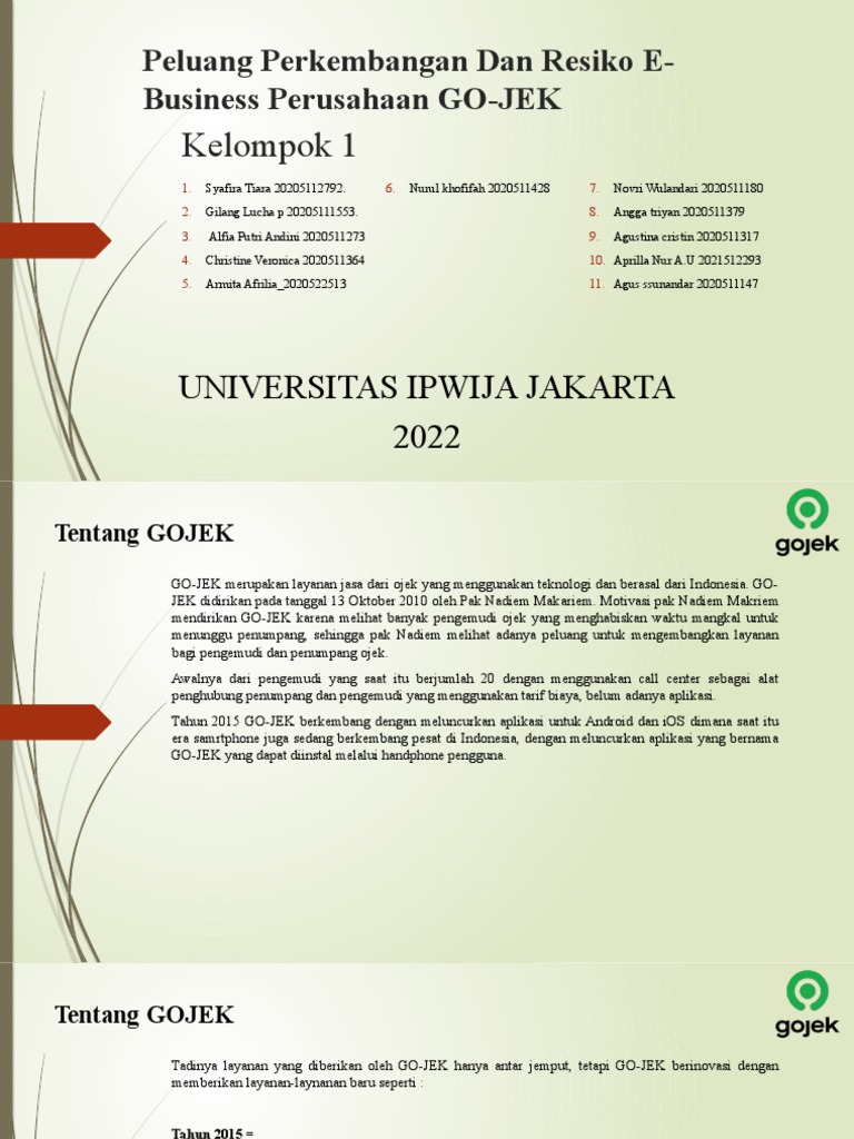 Peluang Perkembangan Dan Resiko GOJEK (2) - 1 | PDF | Bisnis