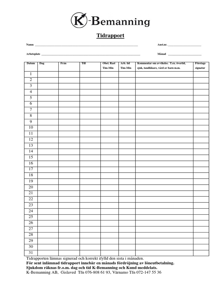 BL Tidrapport PDF | PDF