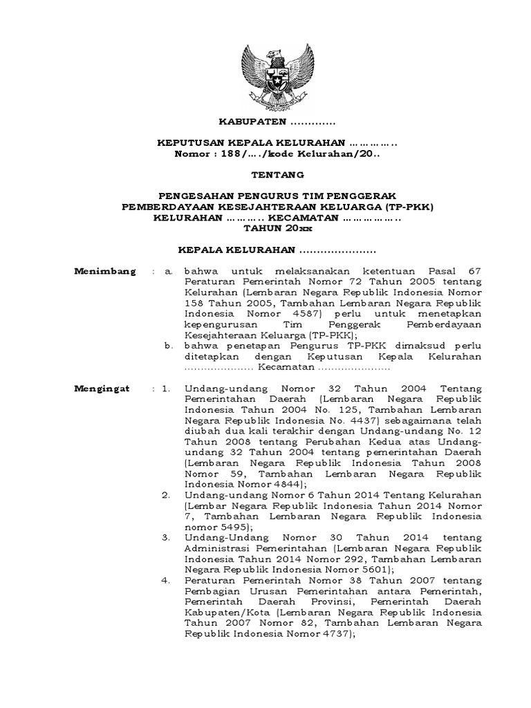 Contoh SK TP-PKK | PDF