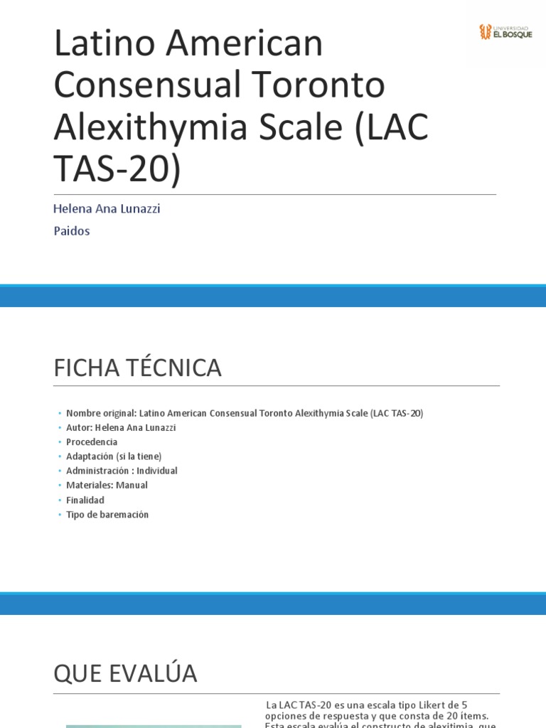 (LAC TAS-20) Latino American Consensual Toronto Alexithymia Scale | PDF