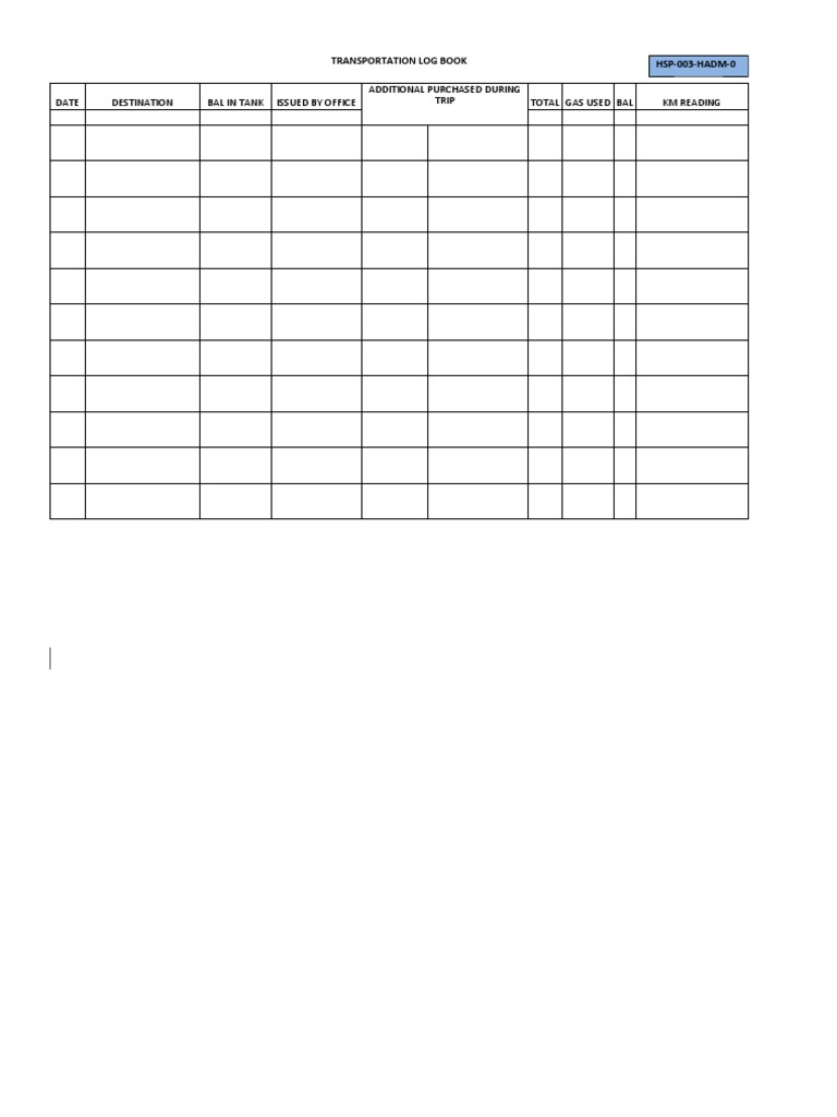 7.6 Transportation Logbook | PDF
