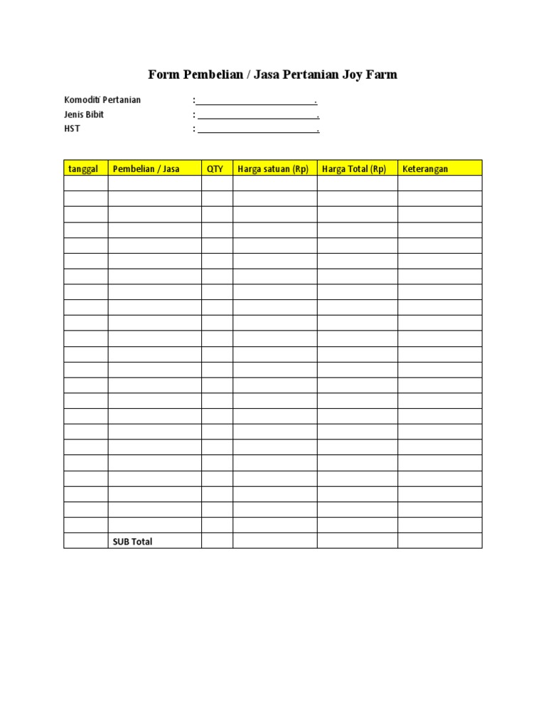 Form Modal Pertanian Joy Farm 2 | PDF