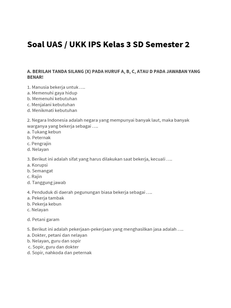 Soal Ips Kelas 3 PAT | PDF