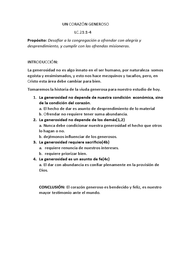 Un Corazón Generoso | PDF