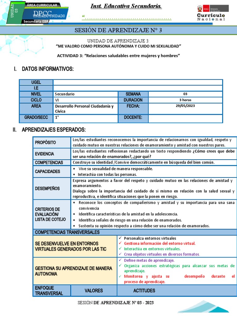 1º DPCC - Ses 3 Uni 3 - Sem 03 | PDF