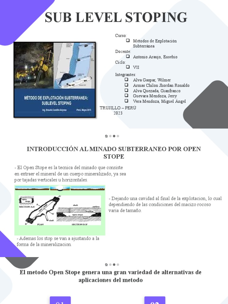 Sub Level Stoping. Primera Parte. | PDF | Minería | Compuestos químicos