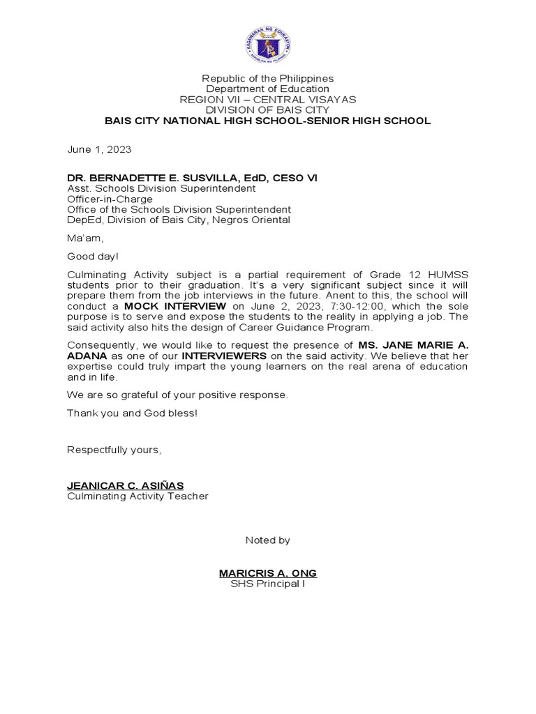 Invitation Letter Mock Interview | PDF