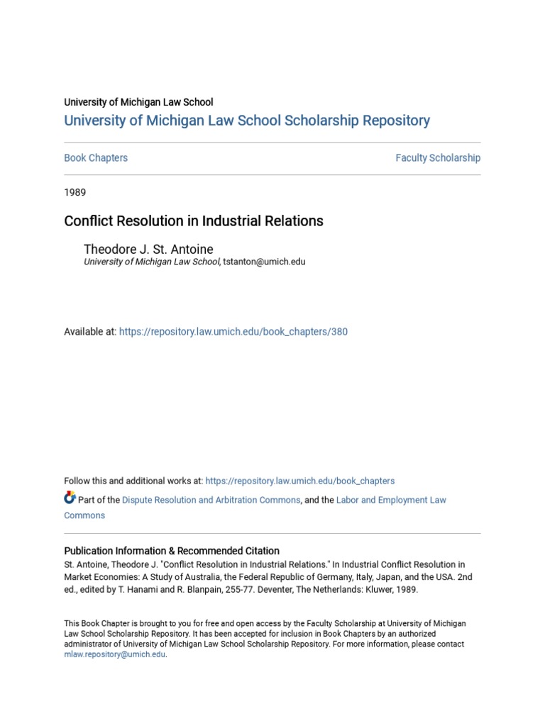 Conflict Resolution in Industrial Relations | PDF | Employment ...