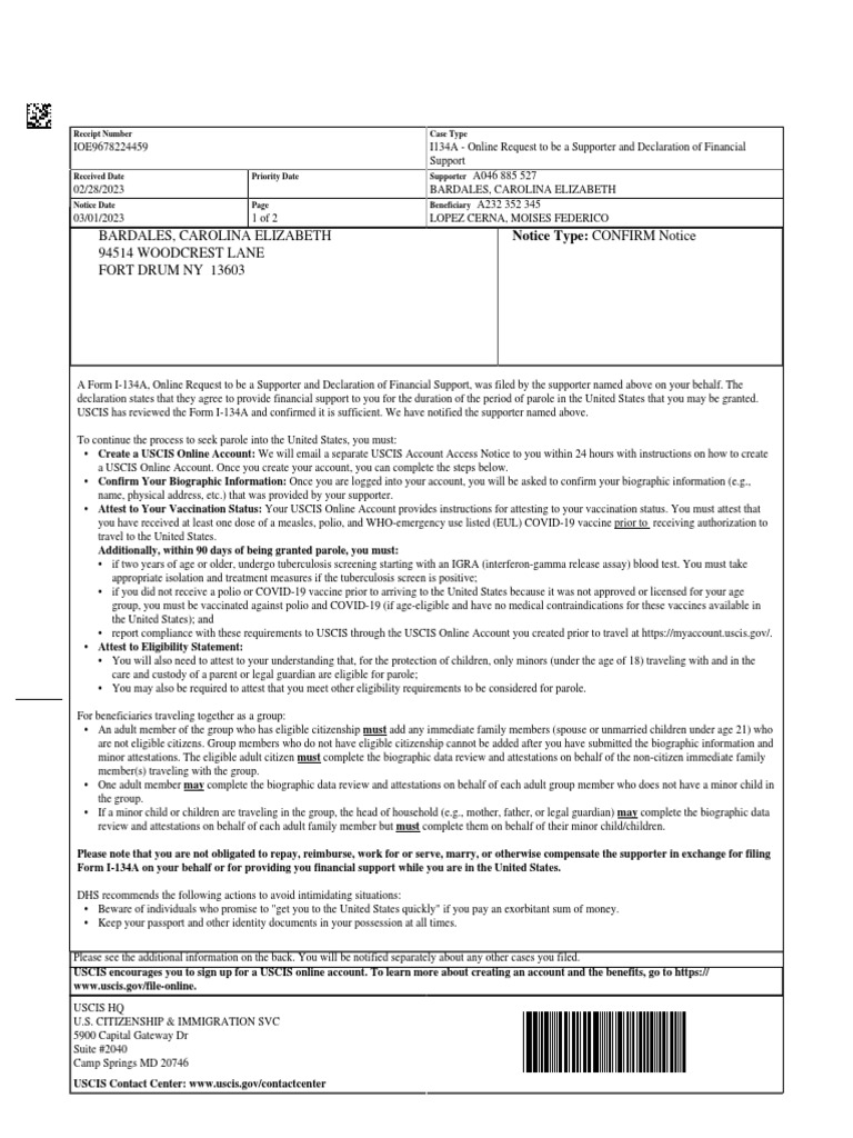 Notice | PDF | United States Citizenship And Immigration Services ...