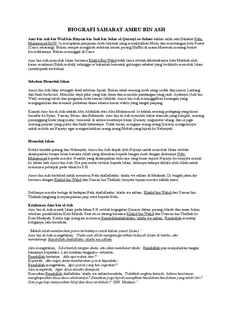 Biografi Amru Bin Ash | PDF