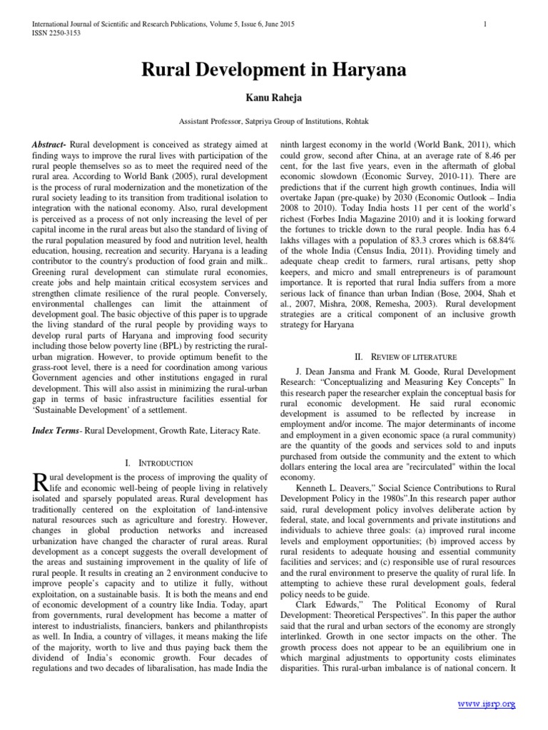 Rural Development in Haryana | PDF