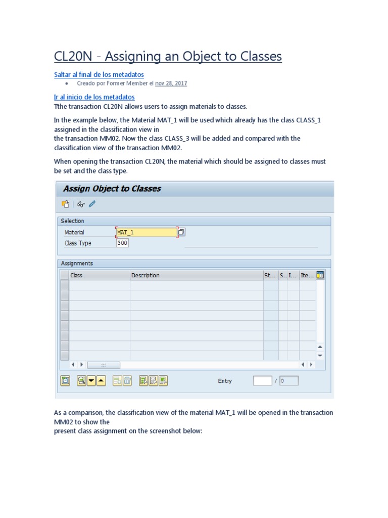 CL20N - Assigning An Object To Classes | PDF
