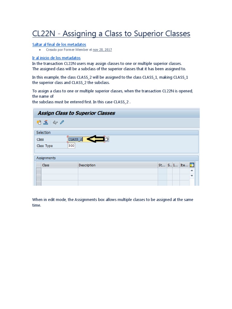 CL22N - Assigning A Class To Superior Classes | PDF