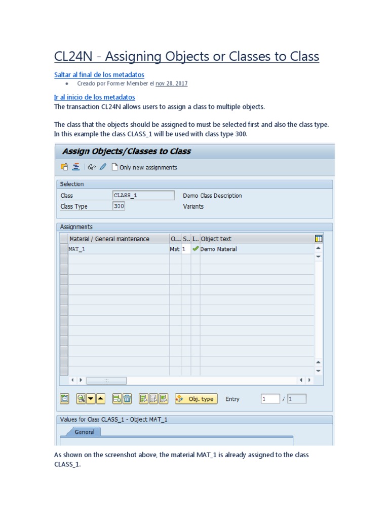 Cl24n Assigning Objects Or Classes To Class Pdf