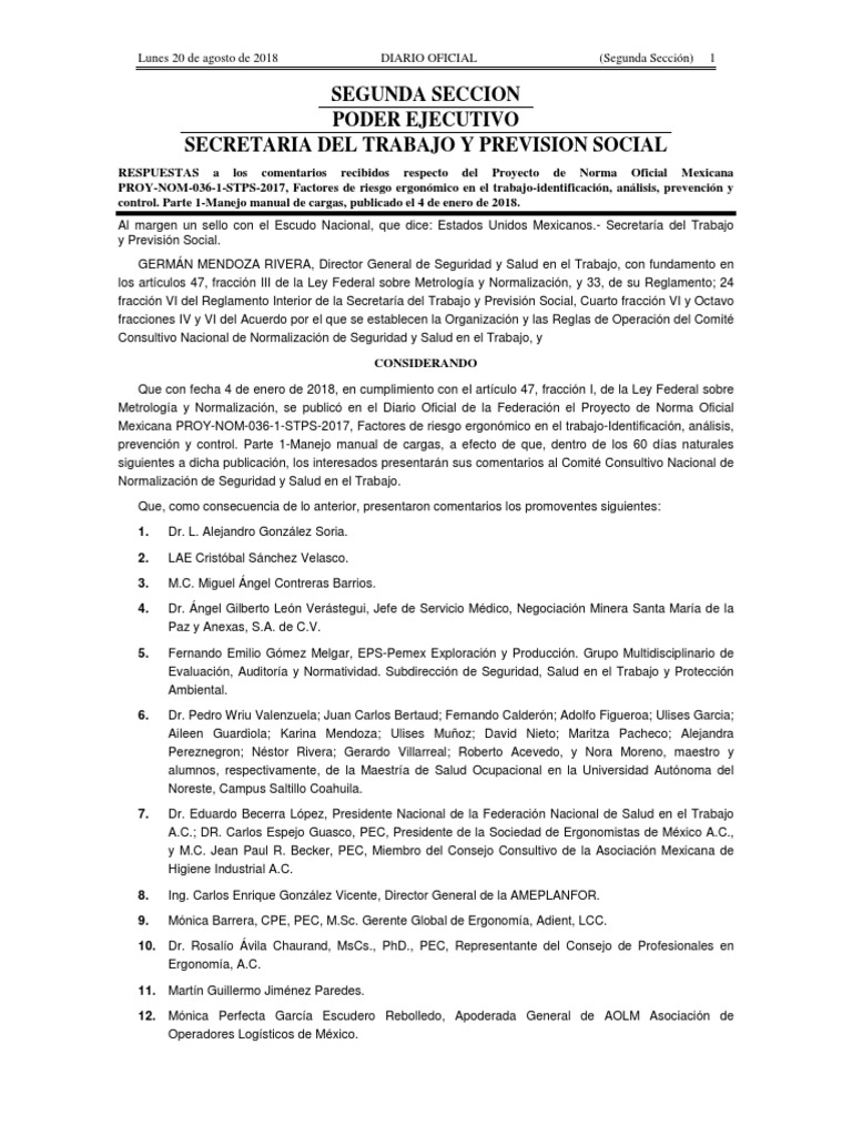 Nom 036-1-STPS-2018 | PDF