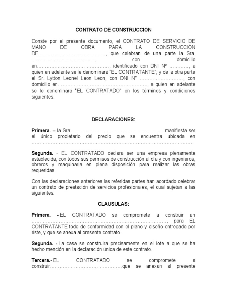Contrato de Construcción | PDF