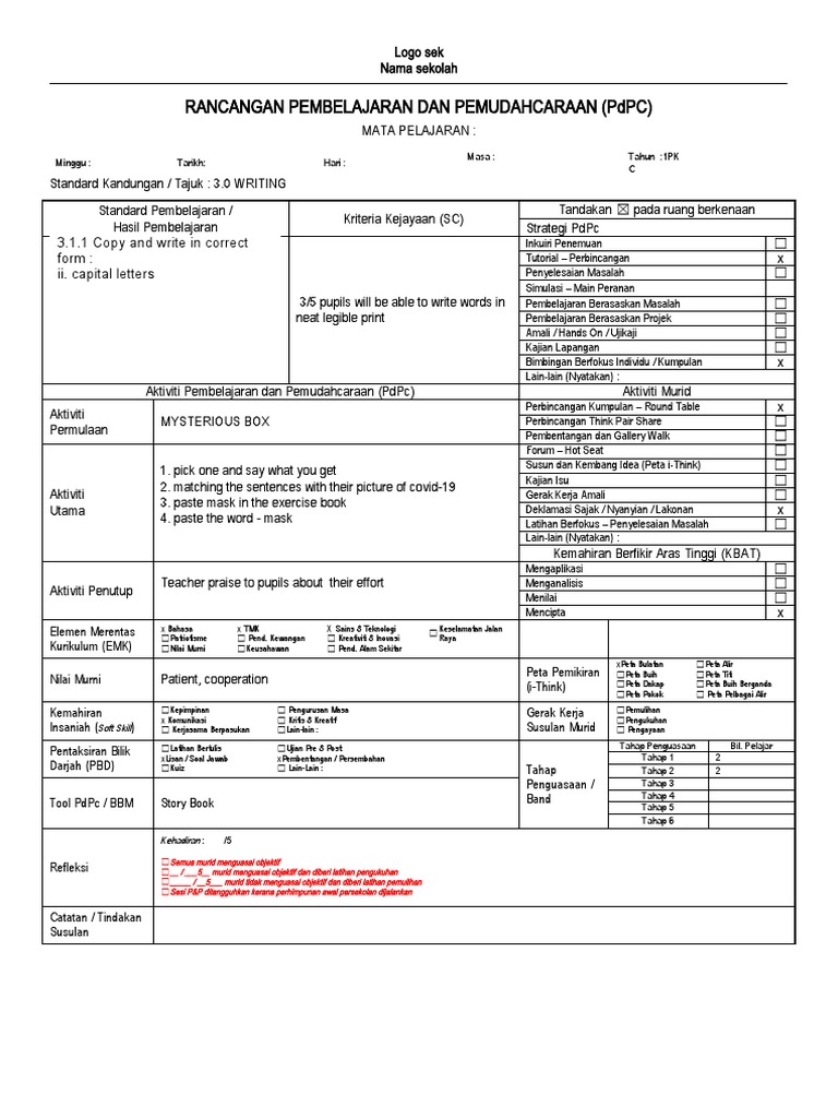 Contoh Template RPH 2 | PDF