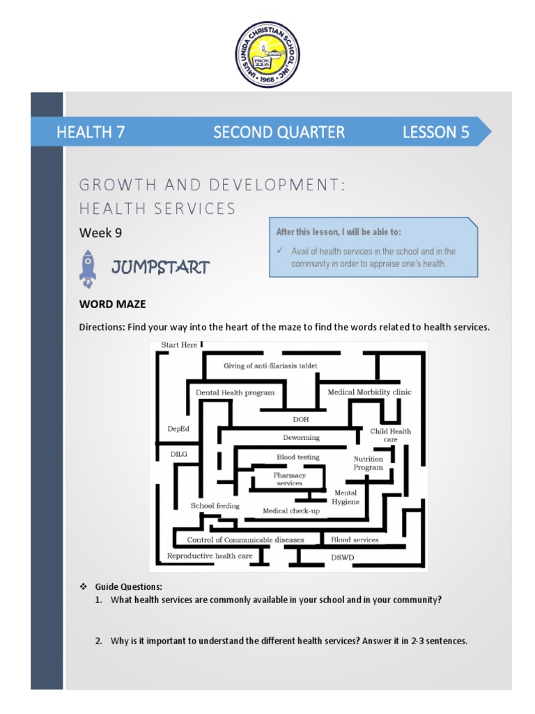 Health 7 - Lesson 5 - Growth and Development - Health Services | PDF ...