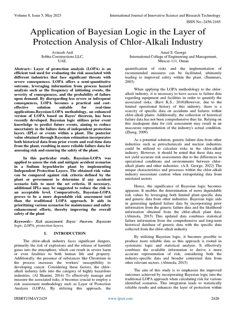 Application Of Bayesian Logic In The Layer Of Protection Analysis Of