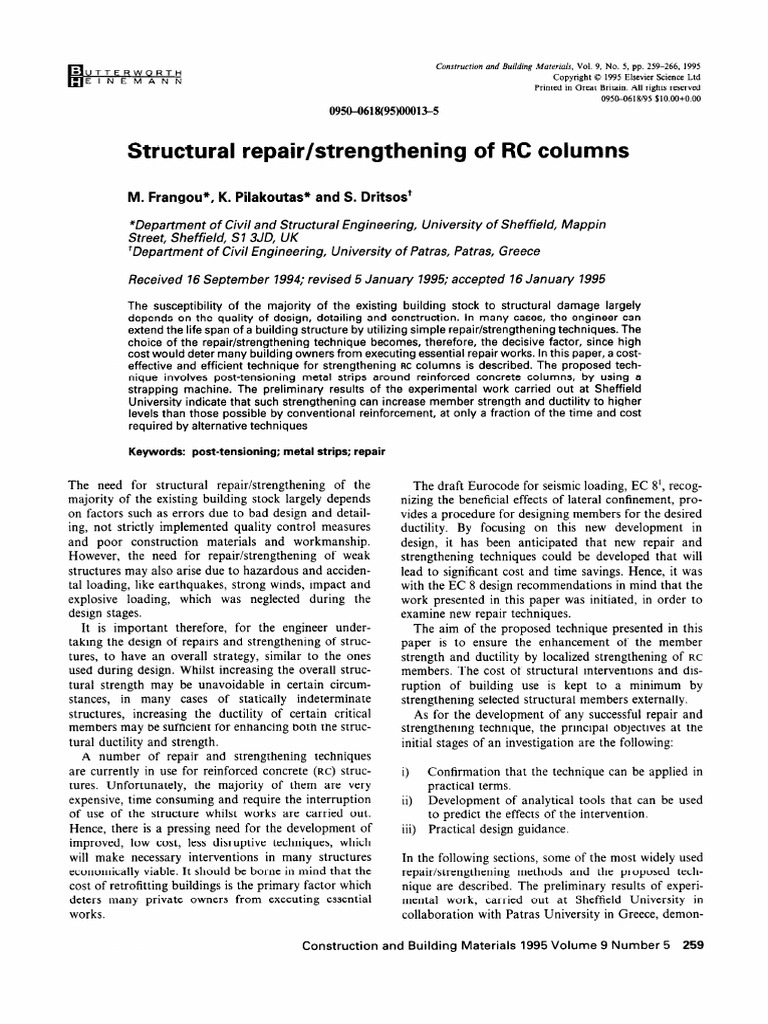 Structural Repairs and Strengthening of RC Columns | PDF | Strength Of Materials | Bending