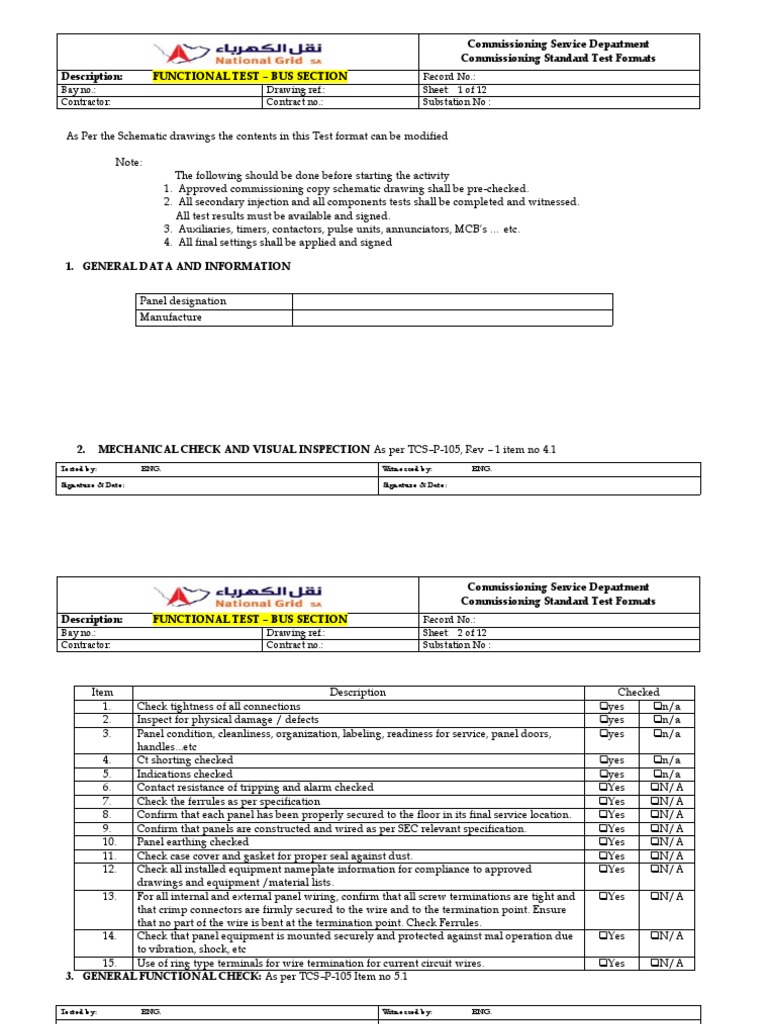 Prot Bus Section Functional Test Pdf