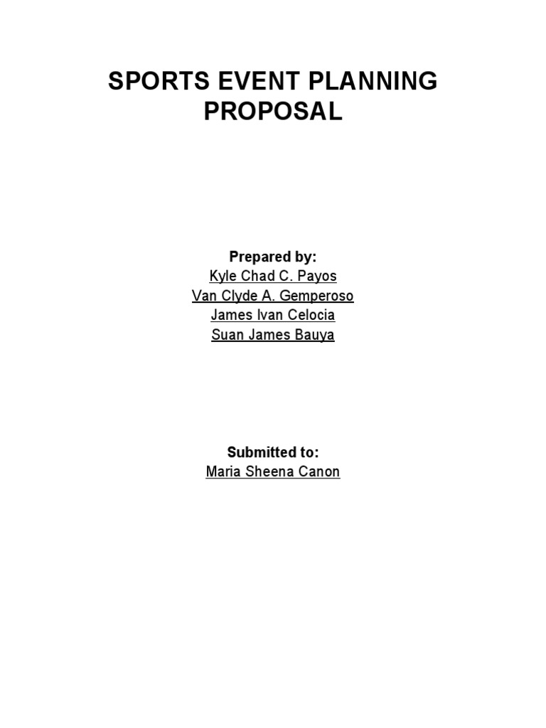 Sports Event Planning Proposal 2023 | PDF