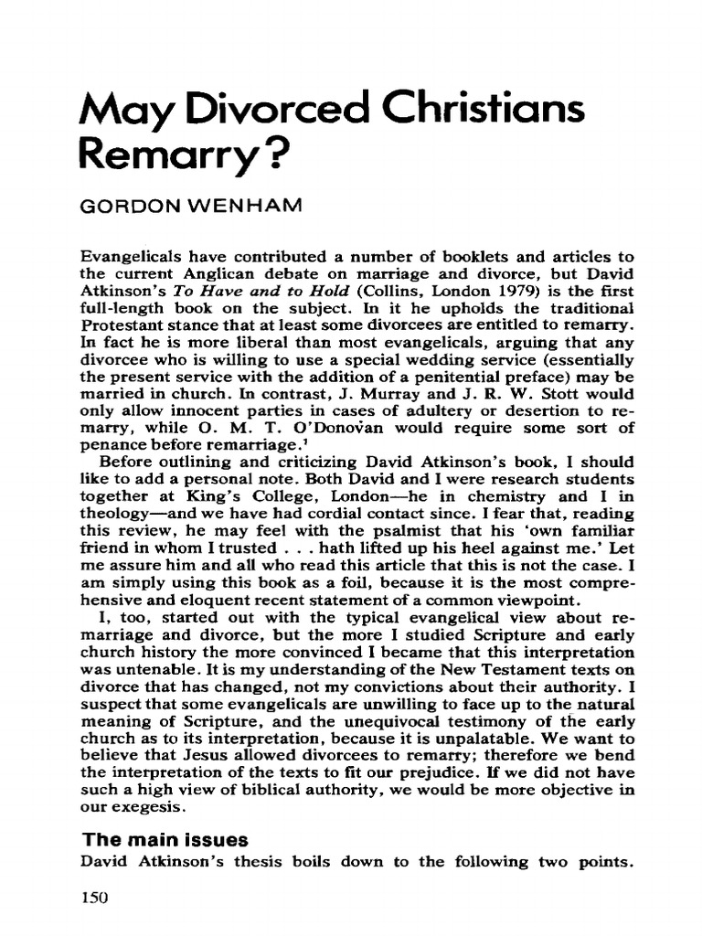 Jesus' Teachings on Divorce and Remarriage | PDF | Remarriage | Marriage