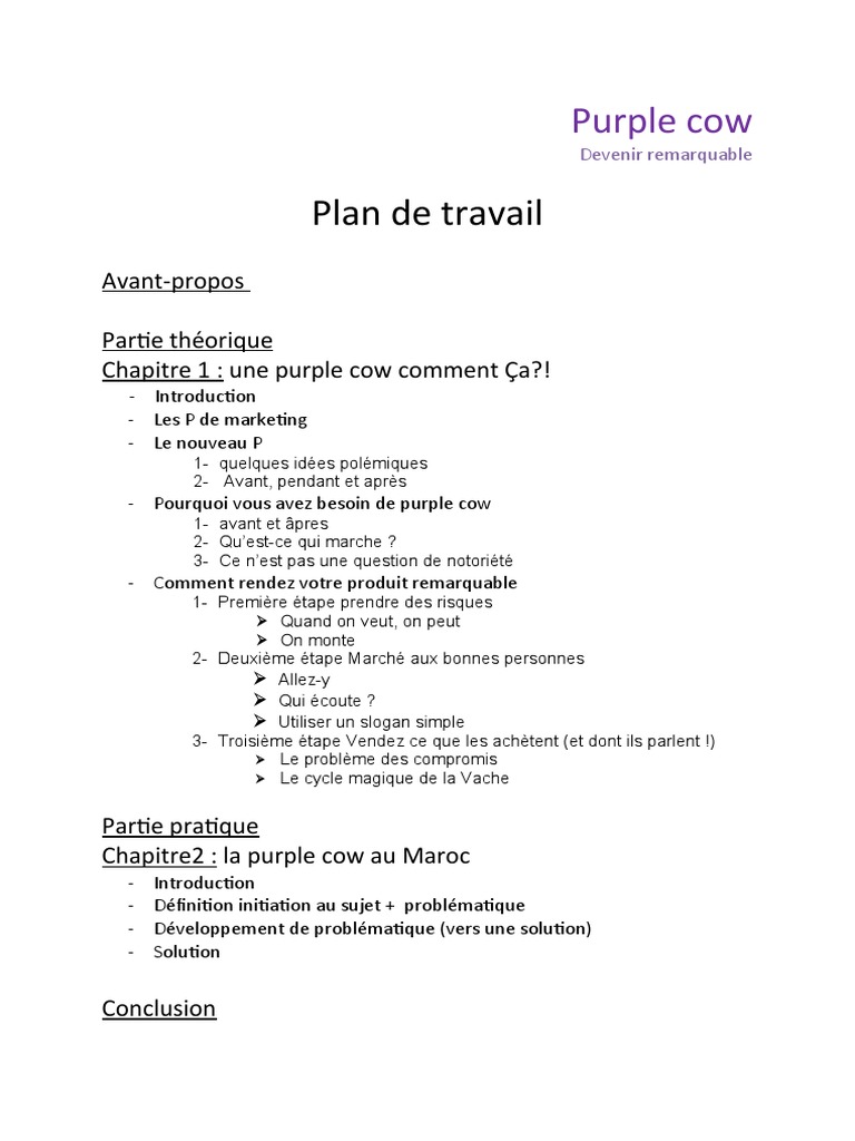 Purple Cow Plan | PDF