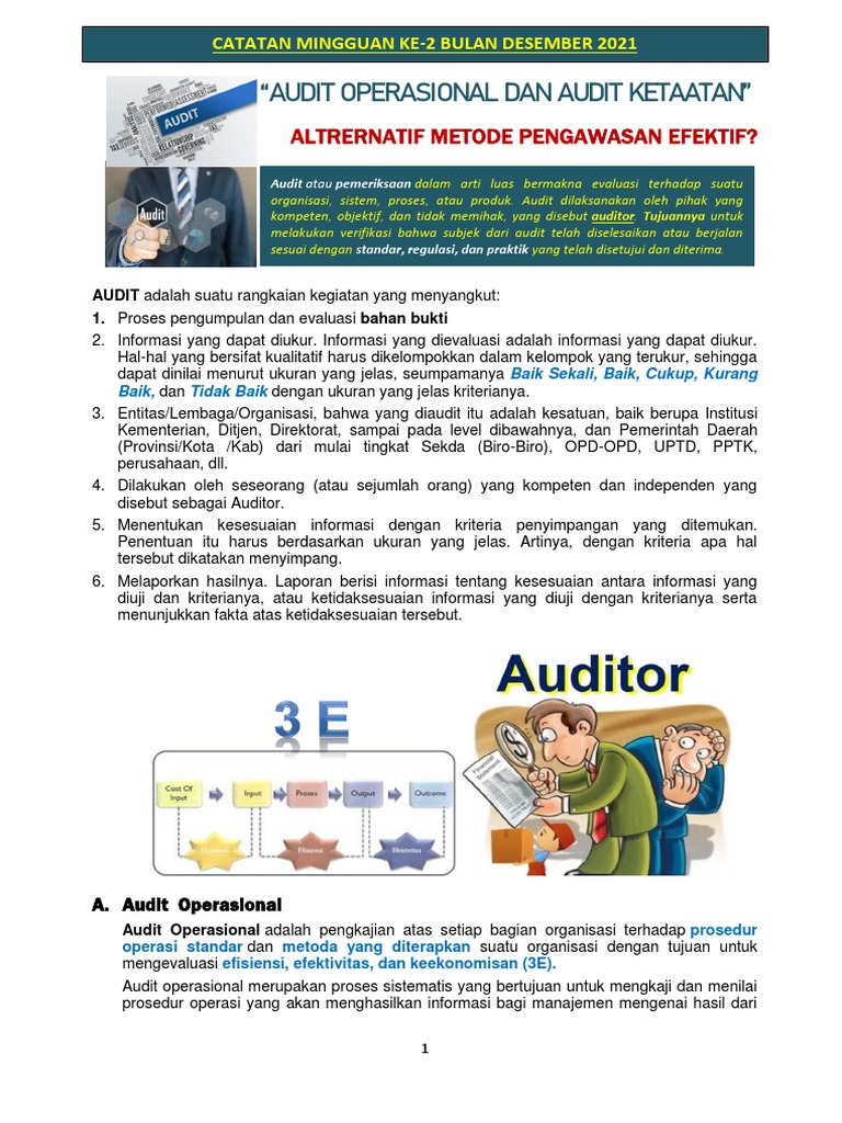 Audit Ketaatan Dan Audit Operasional Catatan Mingguan Ke 5 Bulan ...
