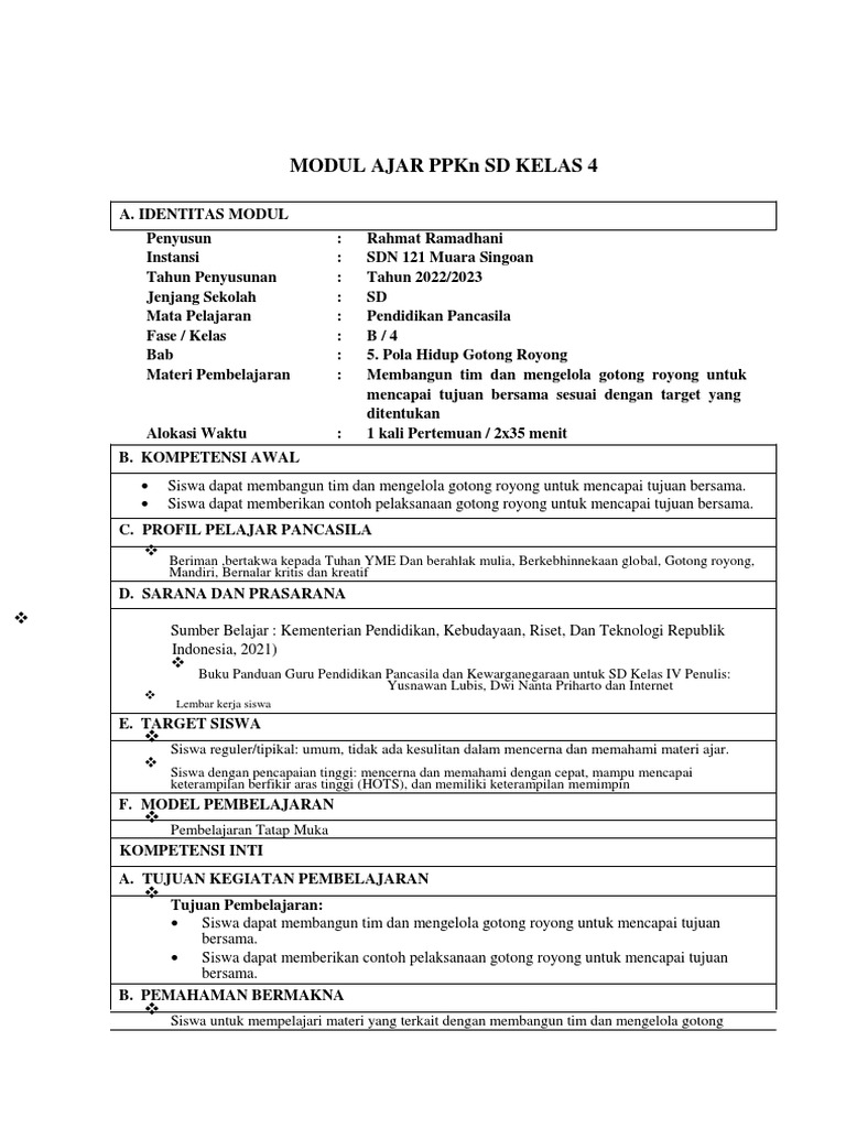 Modul Ajar - A1d120182 - Rahmat Ramadhani 1 | PDF | Karier ...