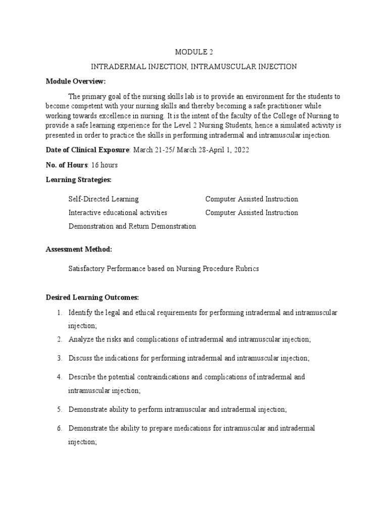 Nursing Injection Techniques Pdf