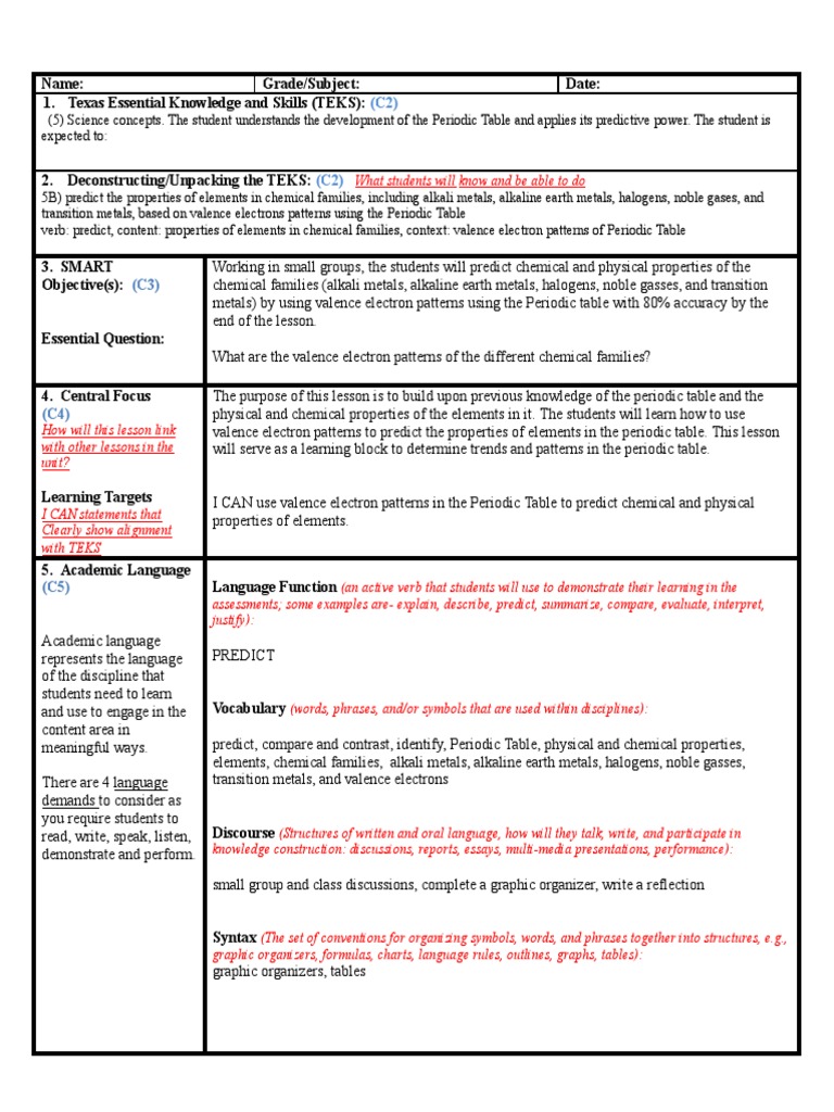 Edtpa Lesson Plan Guide LPG | PDF | Science & Mathematics