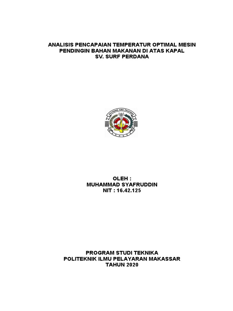 ANALISIS PENCAPAIAN TEMPERATUR OPTIMAL MESIN PENDINGIN BAHAN MAKANAN DI ...