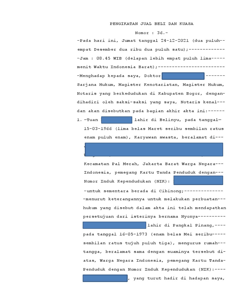 Contoh Pengikatan Jual Beli Dan Kuasa | PDF