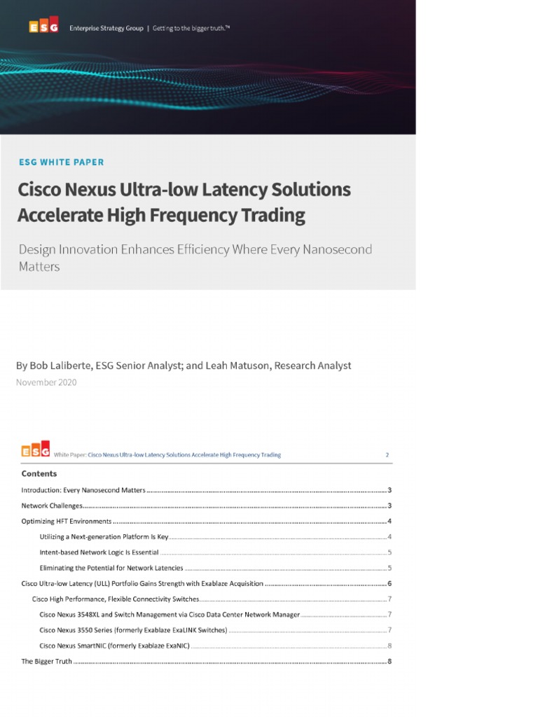 Nexus Ultra-Low Latency Solutions Accelerate High Frequency Trading | PDF