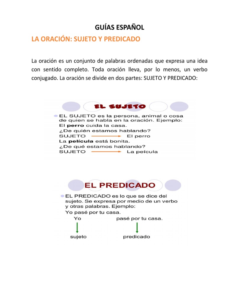 Sujeto y Predicado en Oraciones | PDF | Predicado (Gramática) | Oración ...