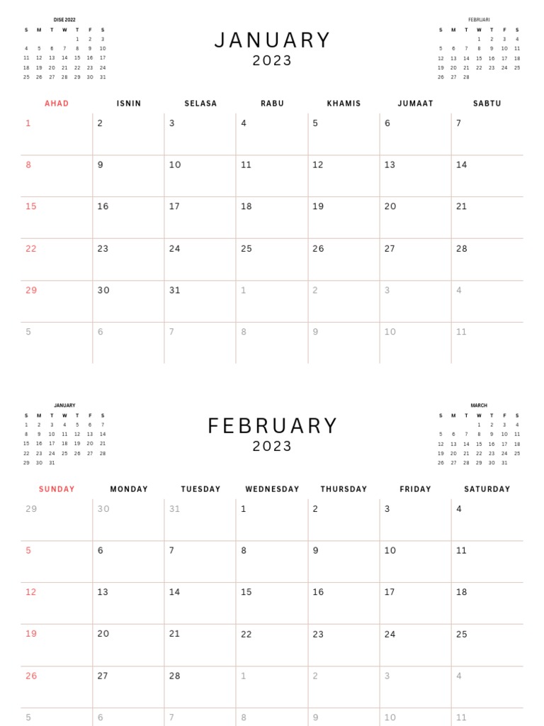 White Simple Minimalist Monthly Calendar 2023 | PDF